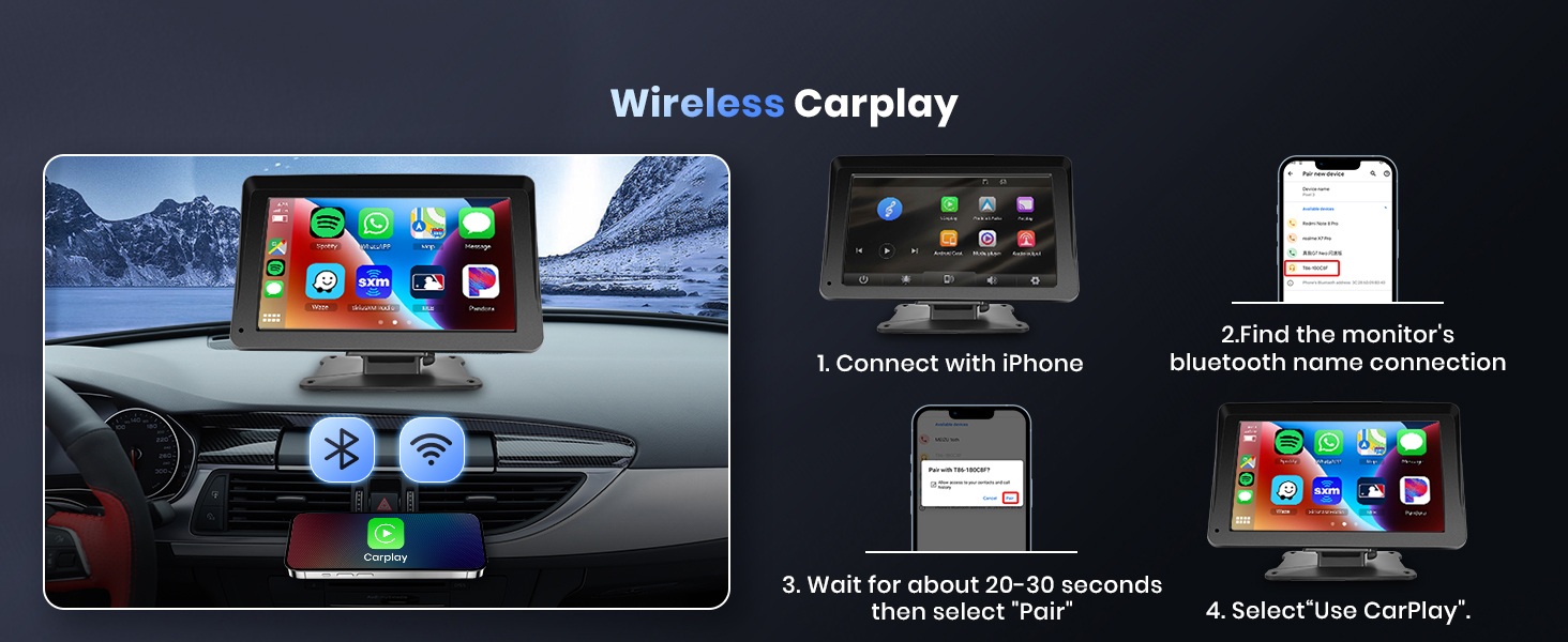 Carplay Touch Screen 7 Inch Android Auto FM AUX WIFI Bluetooth Call ...
