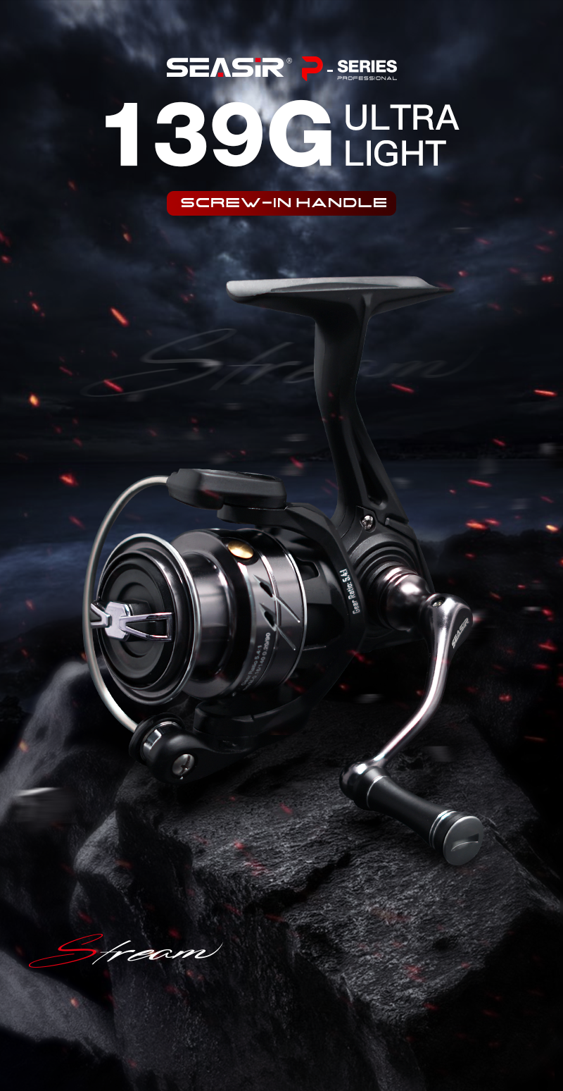 SEASIR Stream Spinning Reel 139g Ultralight Carbon Washers 6Kg Max Drag ...