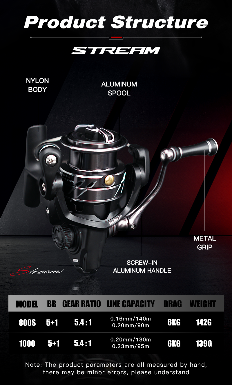 SEASIR Stream Spinning Reel 139g Ultralight Carbon Washers 6Kg Max Drag ...