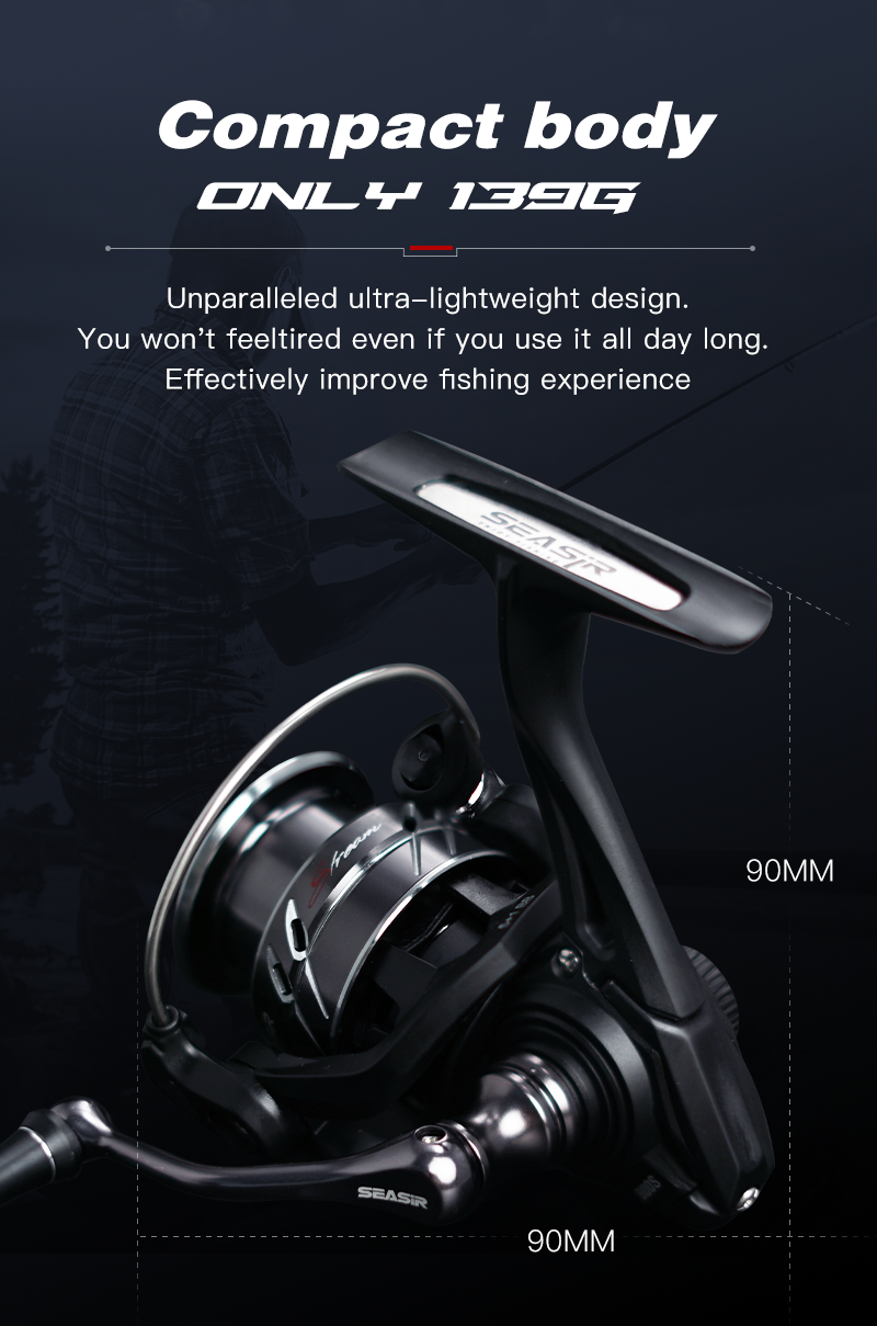 SEASIR Stream Spinning Reel 139g Ultralight Carbon Washers 6Kg Max Drag ...