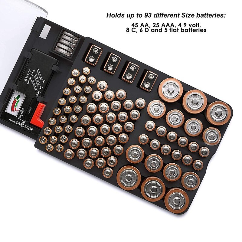 the Battery Storage Case,Organizer with Hinged Clear Cover, with ...