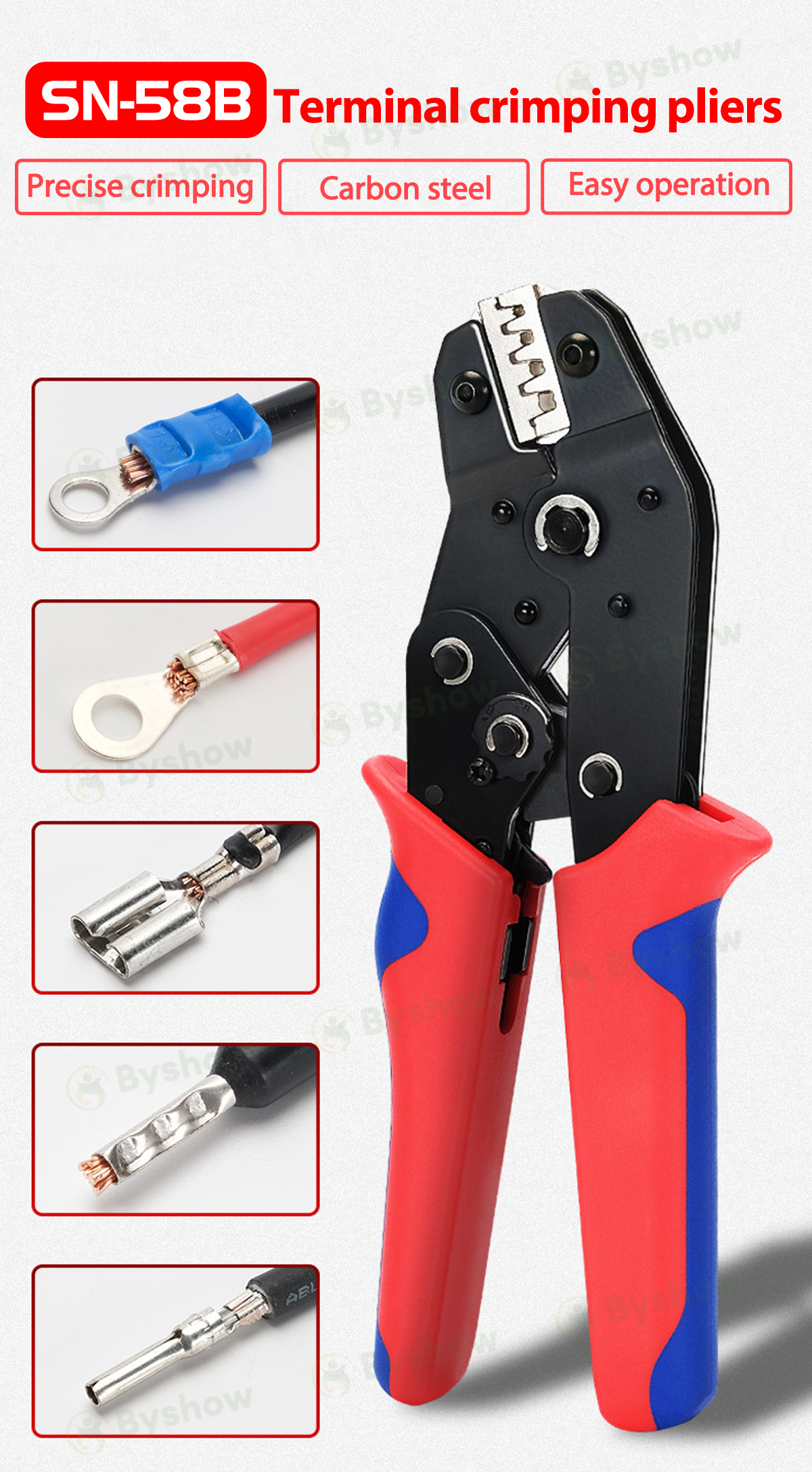 【Byshow】Crimper Plier Cable Clamp Wire Terminal Connector Crimping ...