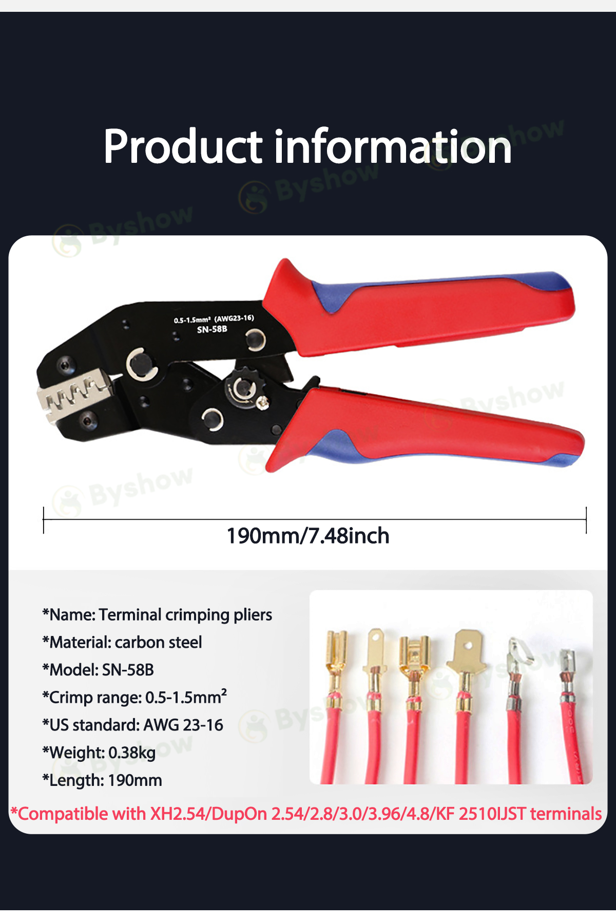 【Byshow】Crimper Plier Cable Clamp Wire Terminal Connector Crimping ...