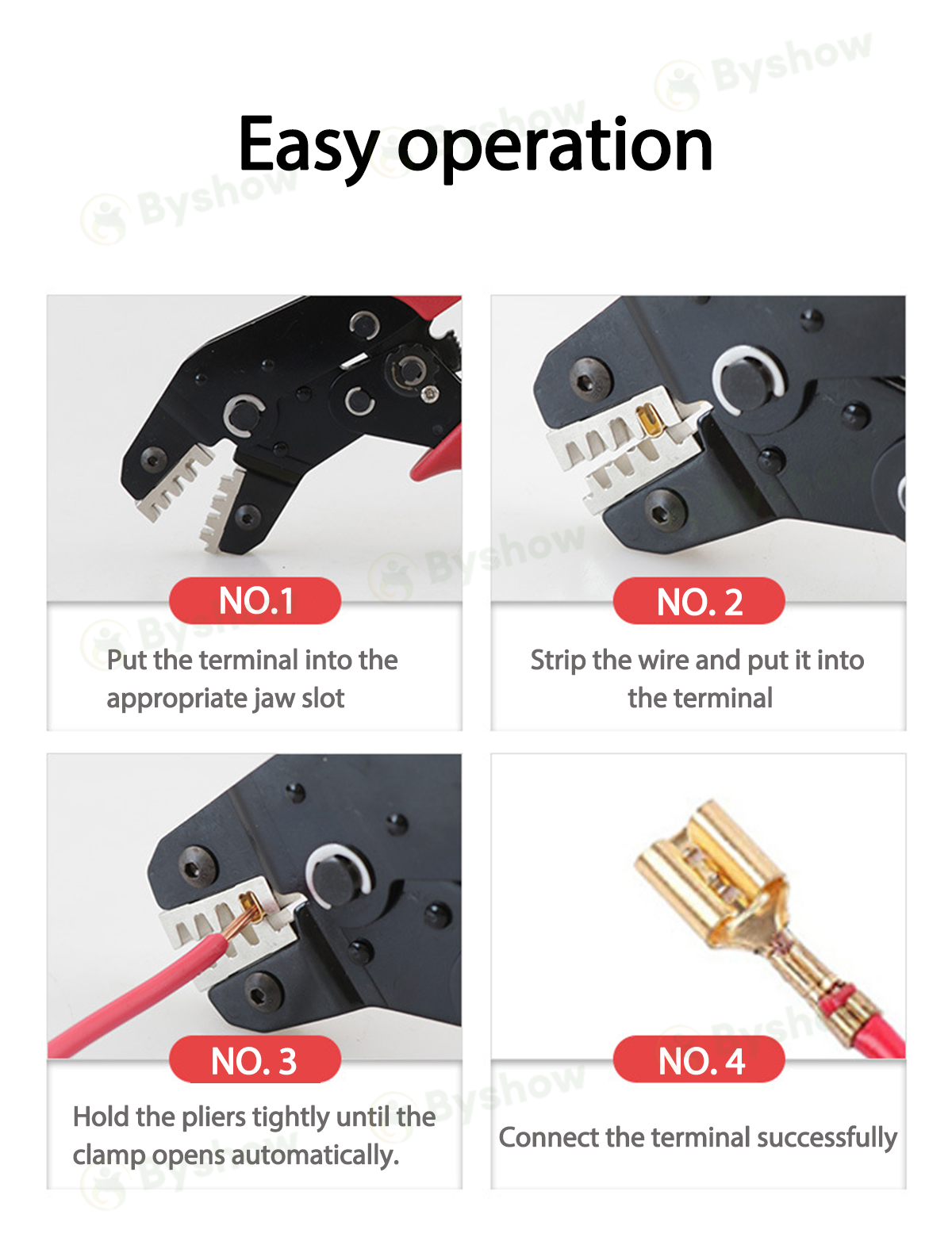 【Byshow】Crimper Plier Cable Clamp Wire Terminal Connector Crimping ...