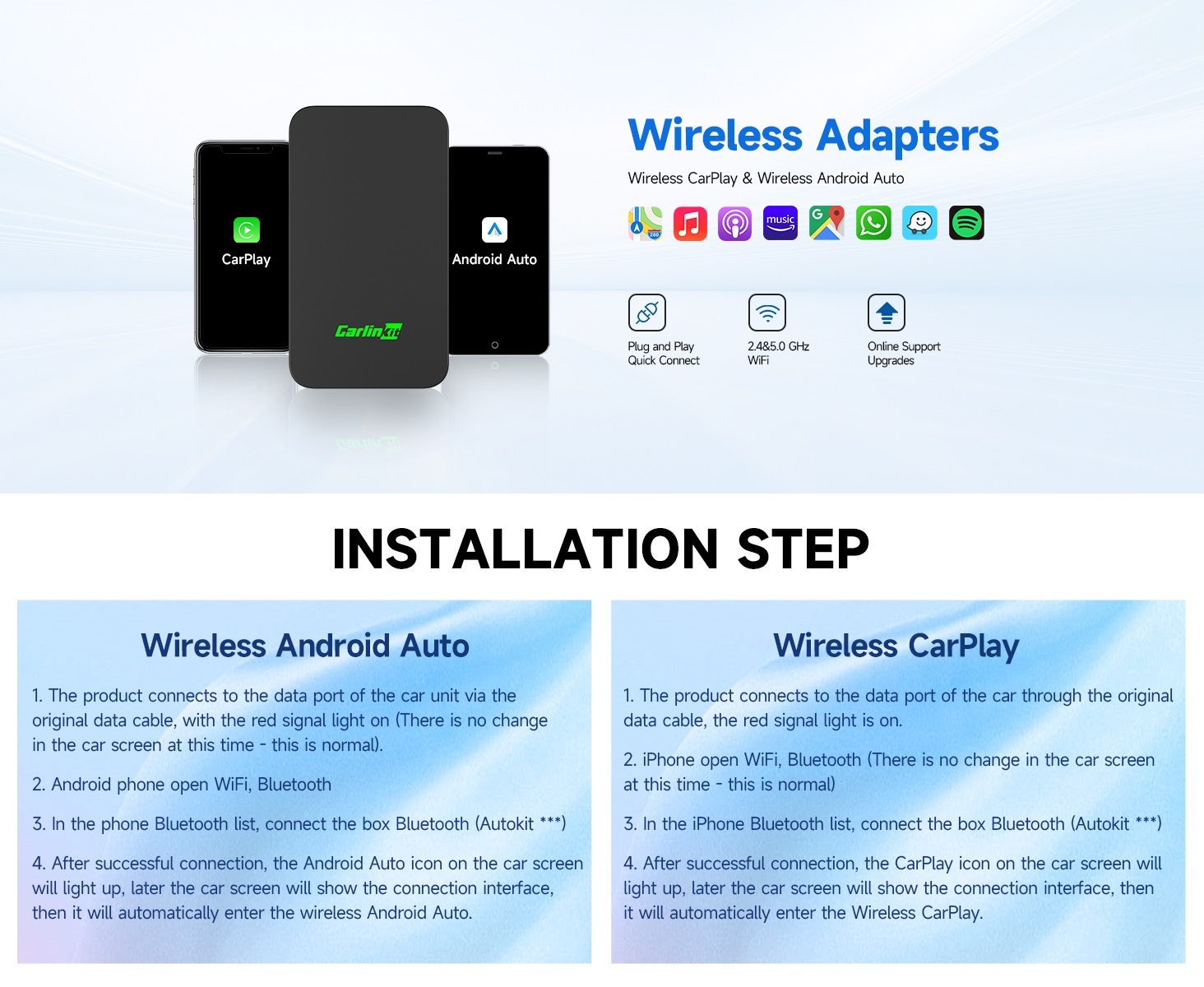 Carlinkit 5.0 apple carplay wireless adapter android auto wireless ...