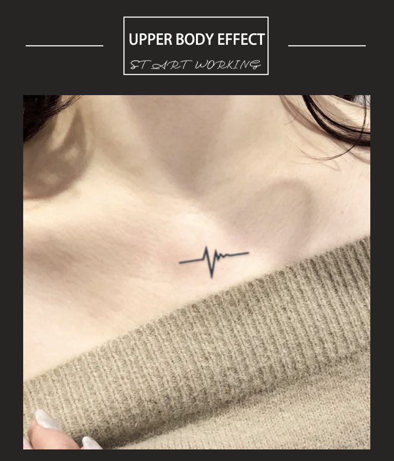 Line ECG Temporary Tattoo Sticker, Long-Lasting Waterproof 1-2 Weeks ...
