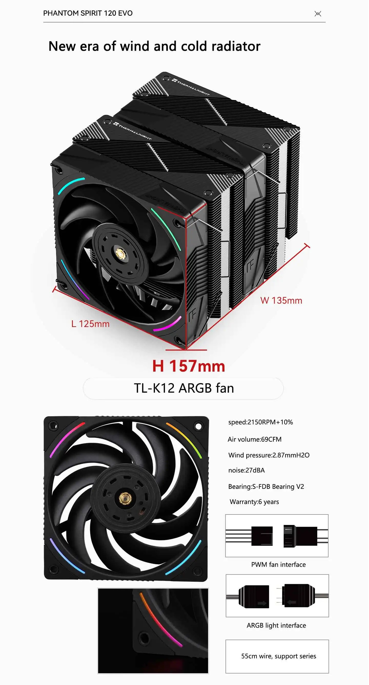 Thermalright PS120 EVO Radiator CPU Cooler 7×6mm Heat Pipes CPU Air ...