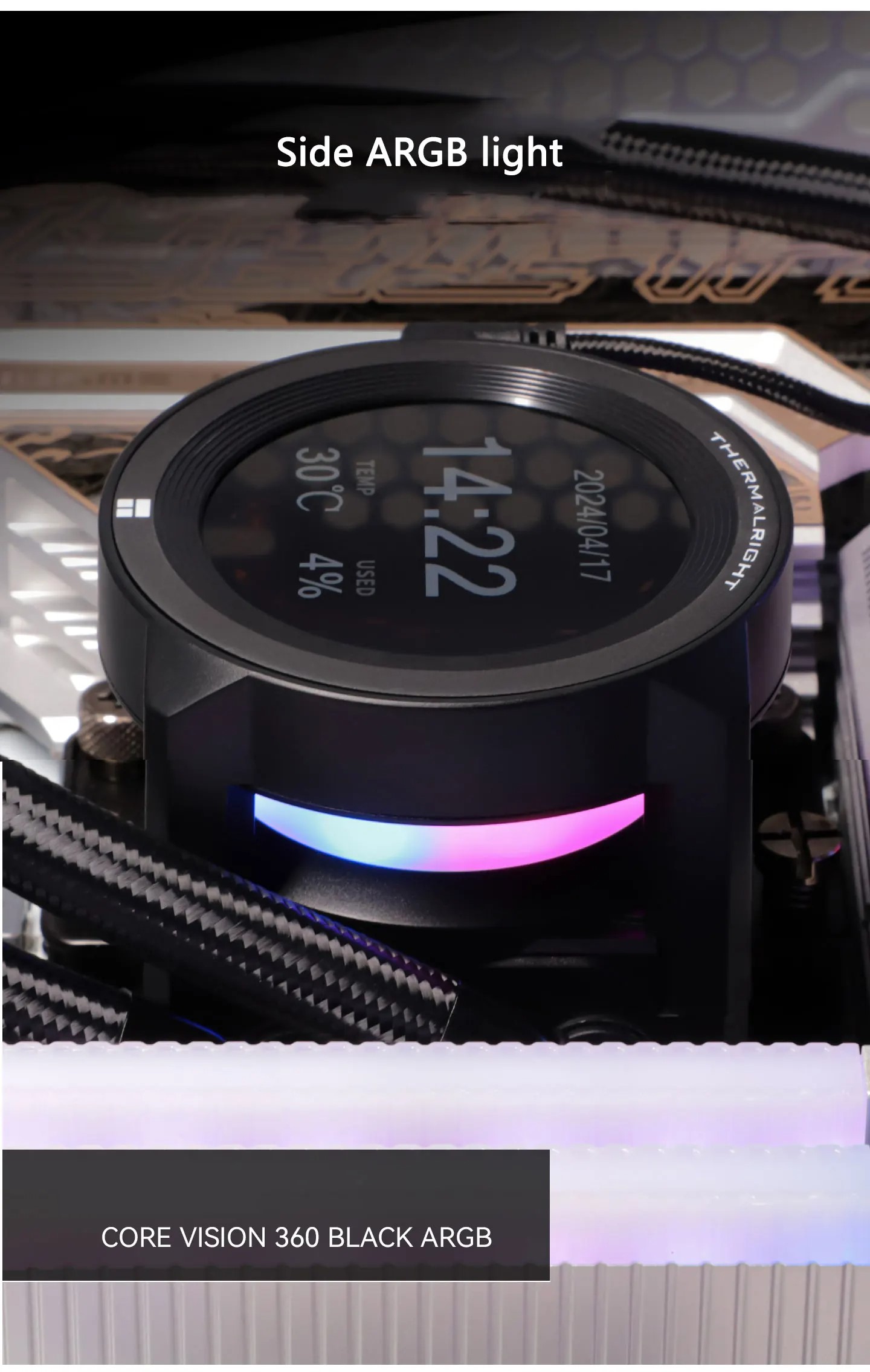 Thermalright CV360 Black CPU Liquid Cooler ARGB 2.4 Inch IPS Water ...