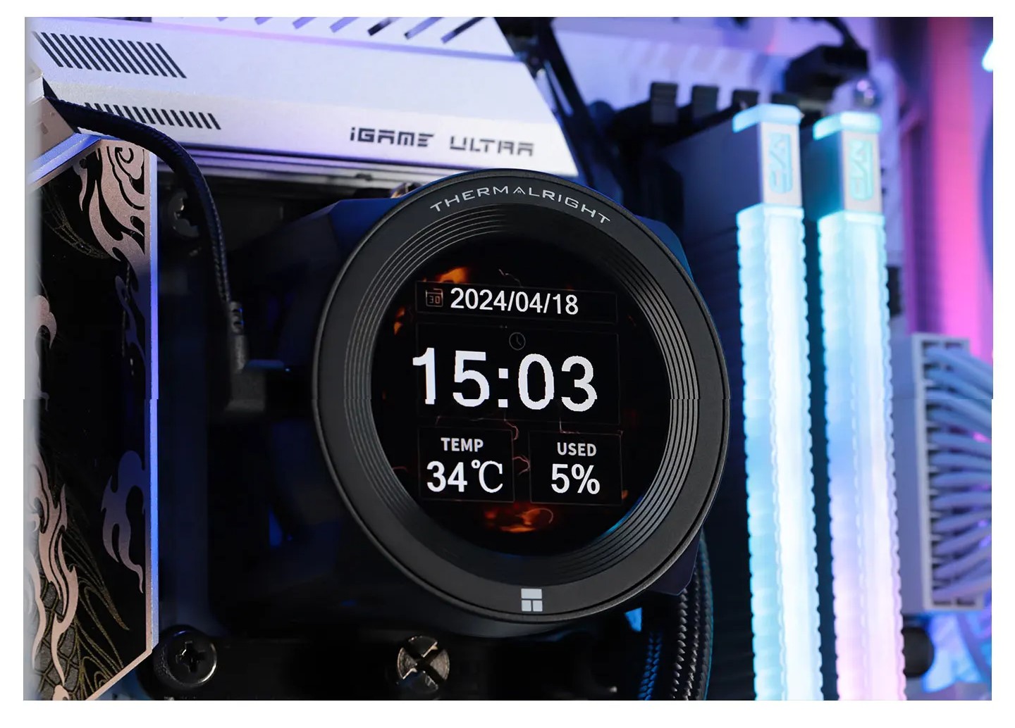 Thermalright CV360 Black CPU Liquid Cooler ARGB 2.4 Inch IPS Water ...