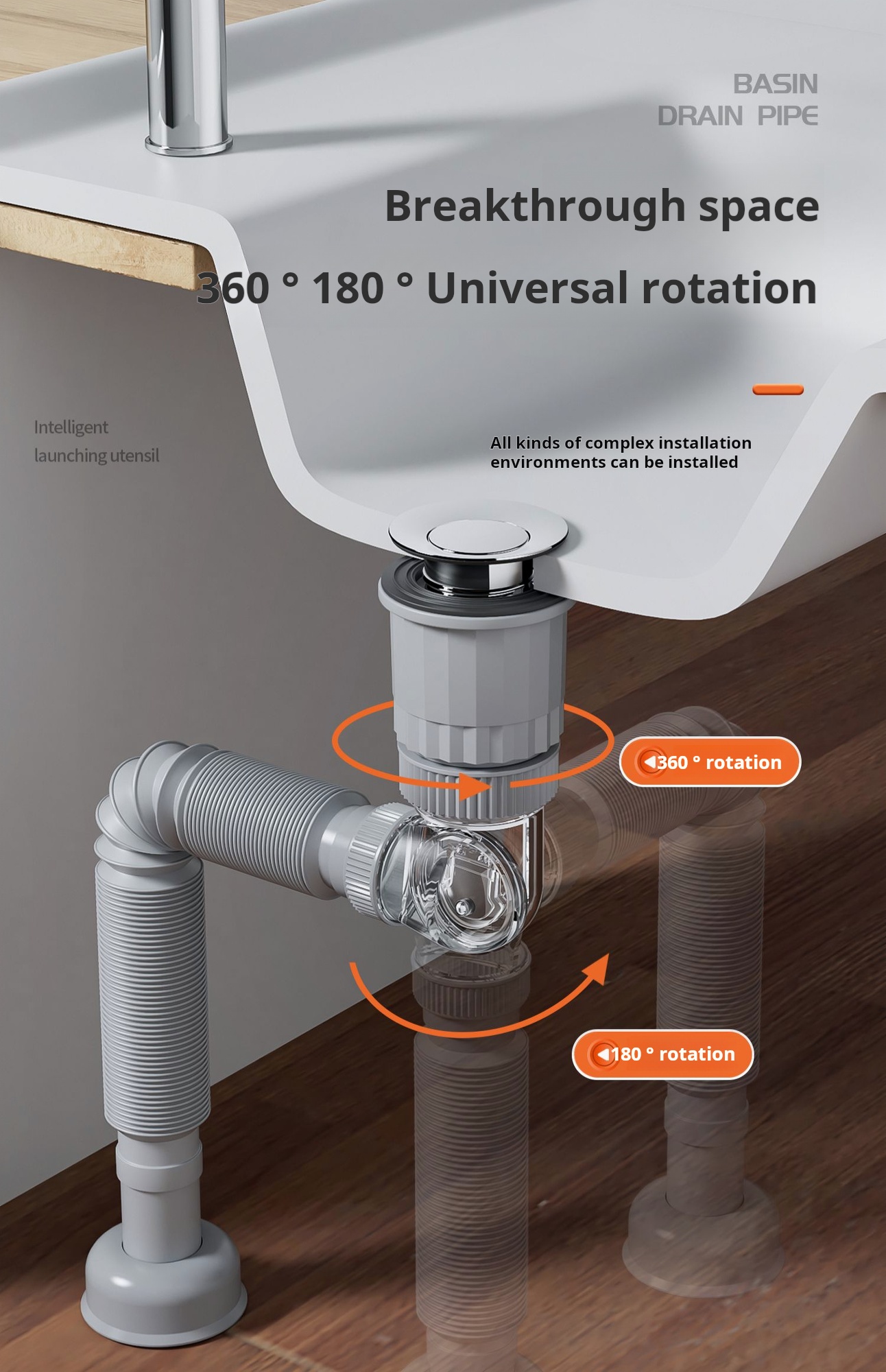 bathroom Wash basin Washbasin Drainage device Drain Retractable Anti ...