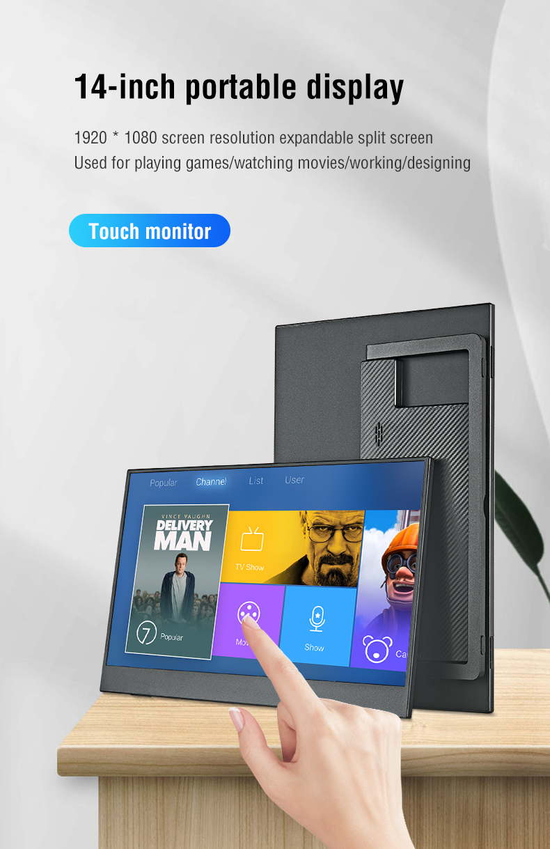 Anmite 14" Touch Portable Monitor 1080P for Laptop Usb Type-c HDMI ...