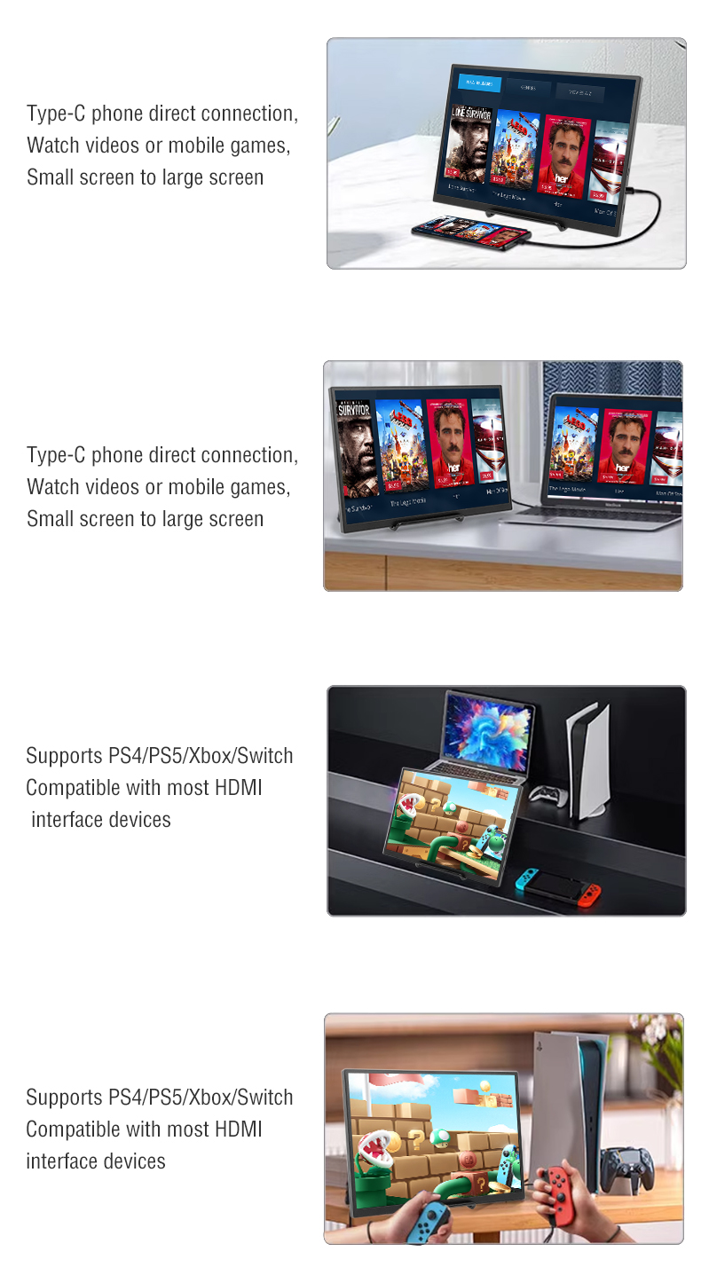 Anmite 10.5" Portable Monitor for Laptop Usb Type-c HDMI Display ...