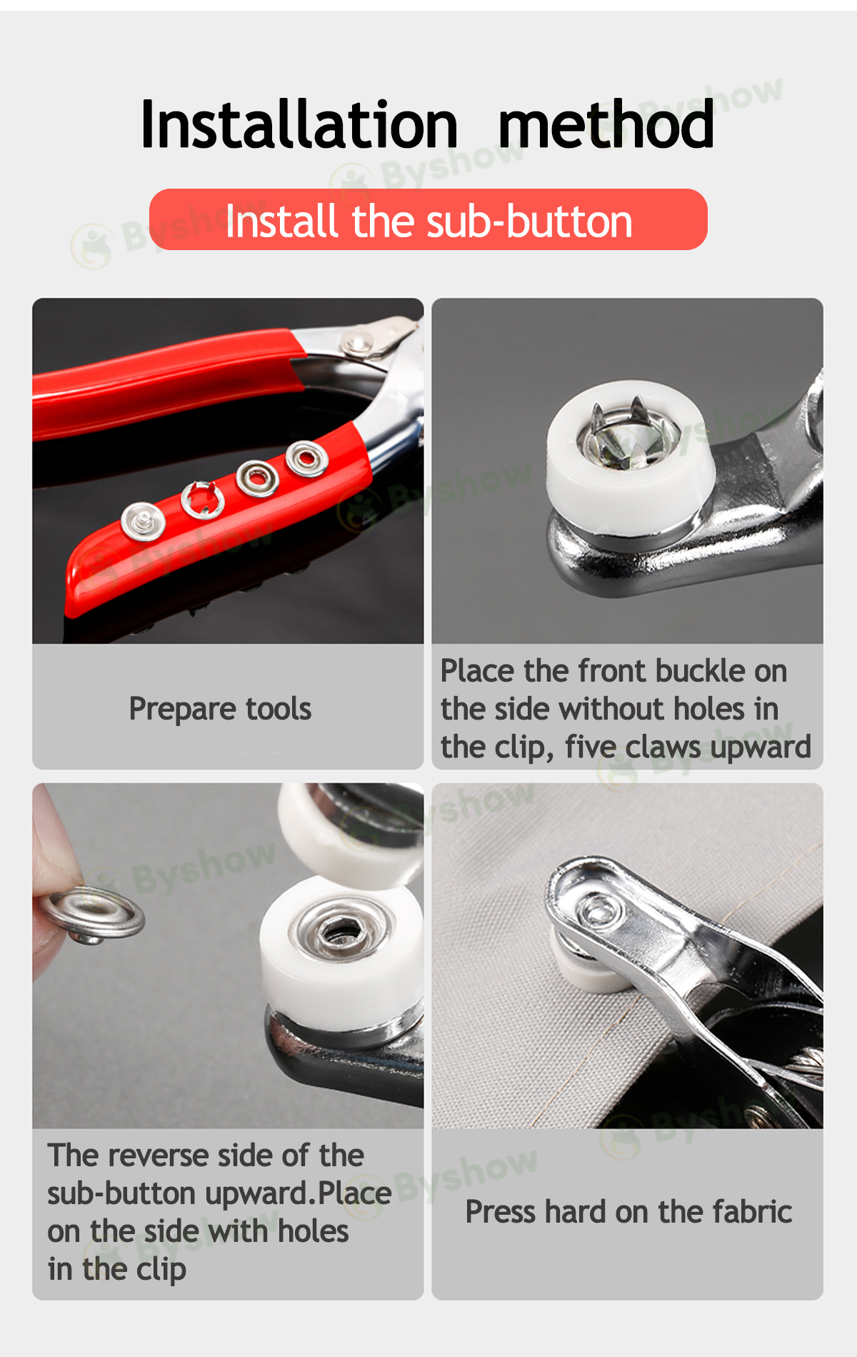 【Byshow】Snap Button Plier Metal Snap Button Set Colorful Hollow Five Claw Buckle 100PCS ...