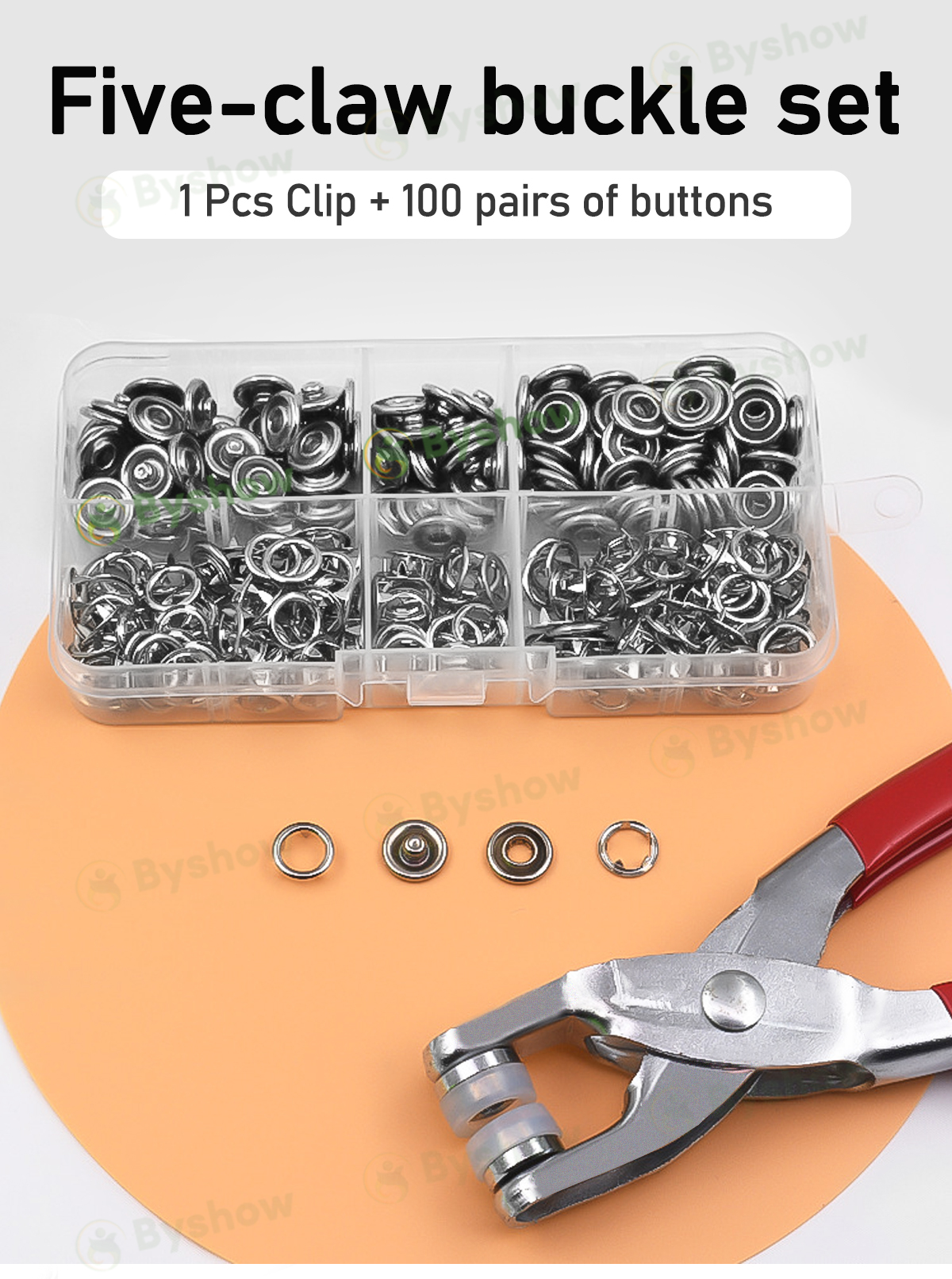 【Byshow】Snap Button Plier Metal Snap Button Set Colorful Hollow Five ...