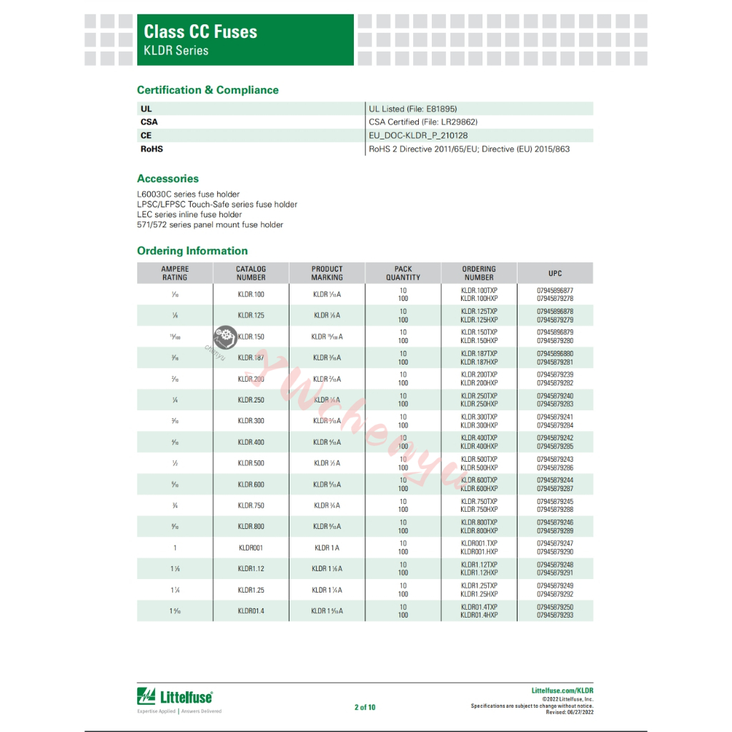 Littelfuse Fuse KLDR-1 2 3 4 5 6 7 8 9 10 12 15 20 25 30A 600V Brand ...