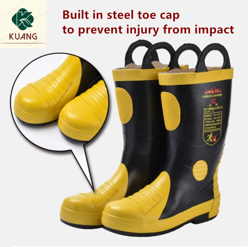 Fireman Steel Toe Flame Retardant, Heat Insulated, Waterproof, Rubber ...