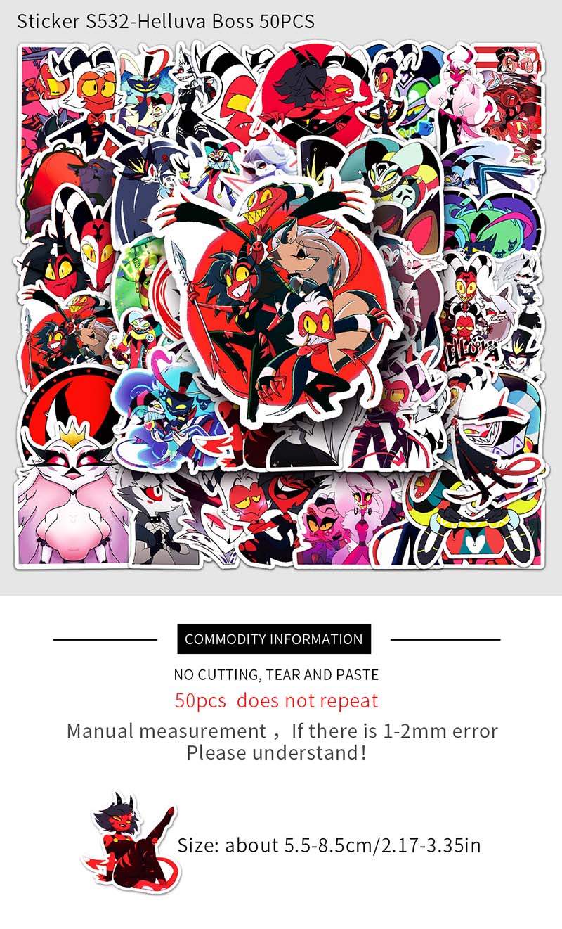 50Pcs American Anime Helluva Boss Stickers For Kids Laptop DIY Guitar ...