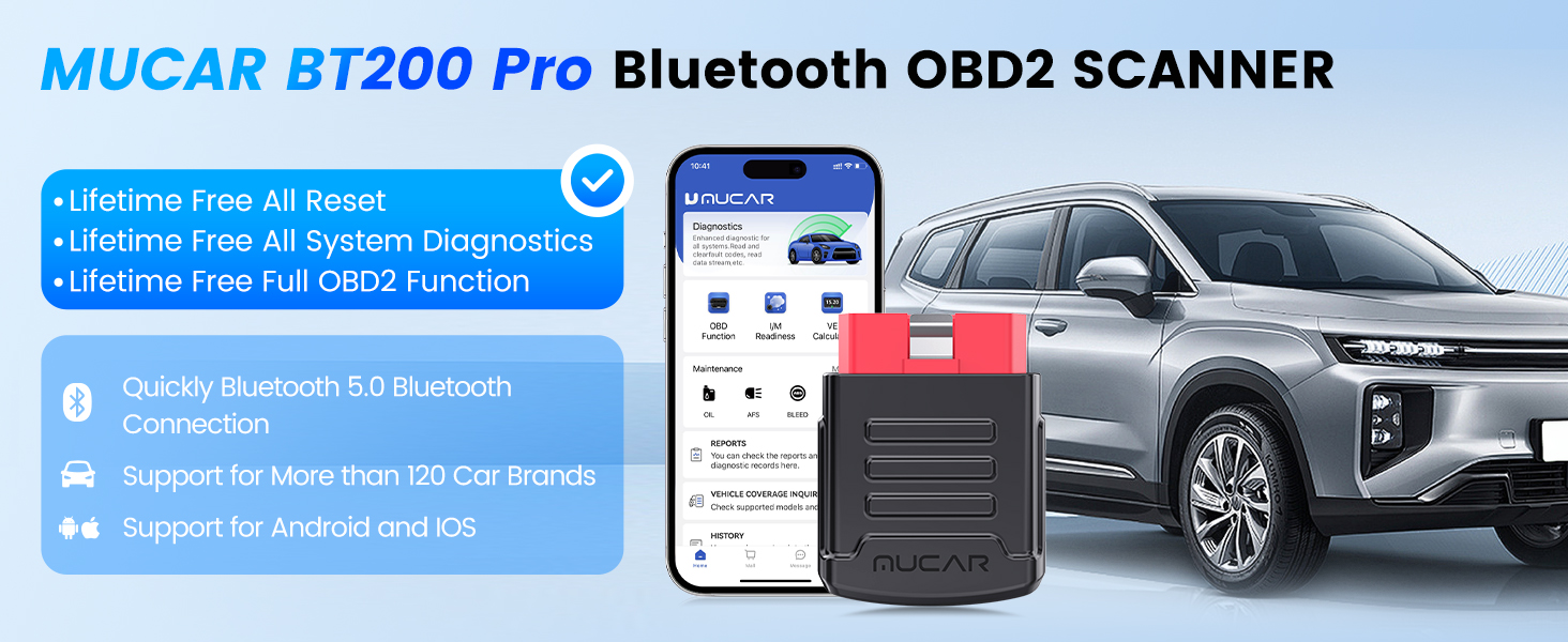 【Proton&Perodua&All OBD2 Cars】MUCAR BT200 Bluetooth obd 2 Scanner ...
