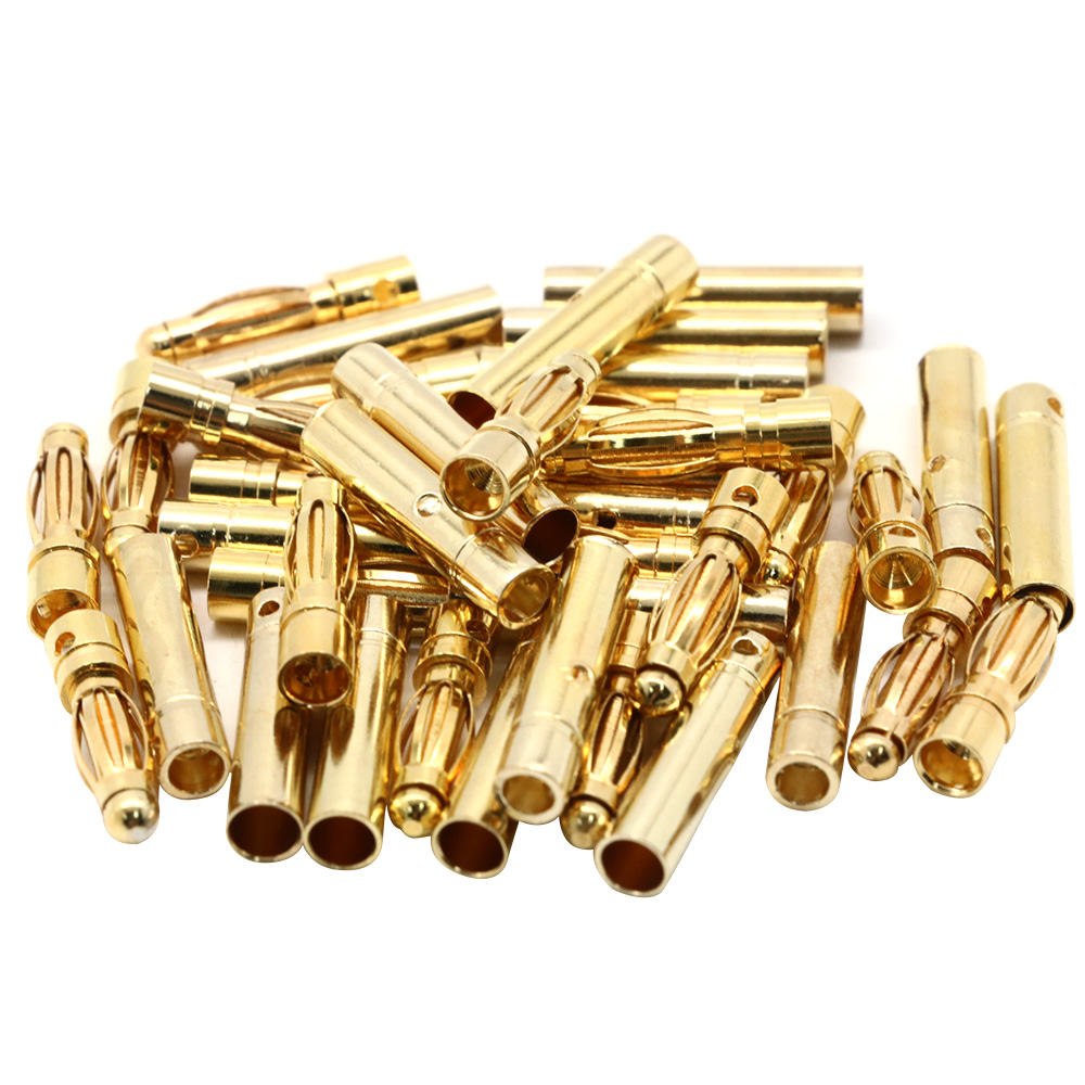 20pcs/lot 2.0mm 3.0mm 3.5mm 4.0mm 5.5mm 6.0mm 8.0MM Gold Bullet Banana Connector plug for ESC ...