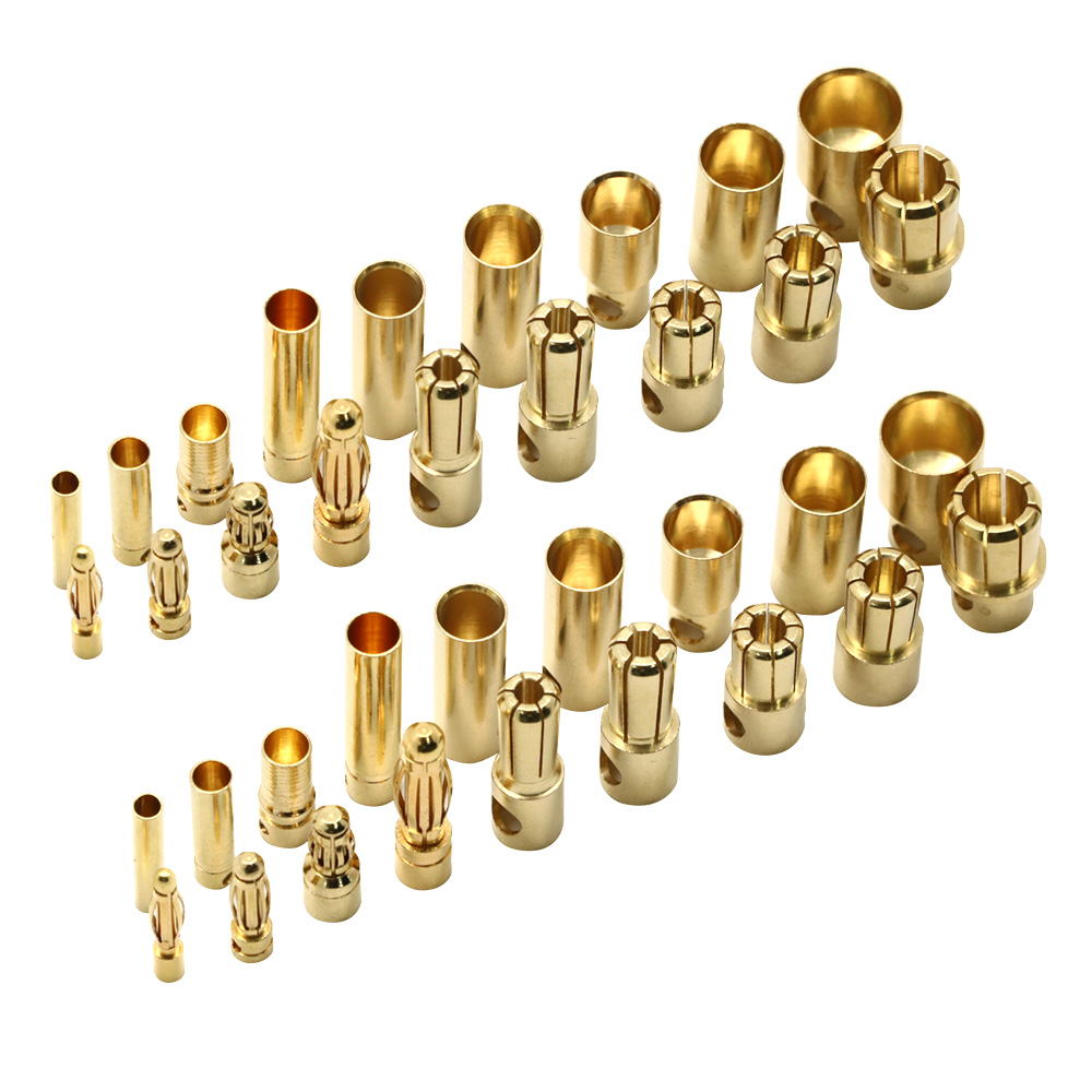 20pcs/lot 2.0mm 3.0mm 3.5mm 4.0mm 5.5mm 6.0mm 8.0MM Gold Bullet Banana Connector plug for ESC ...