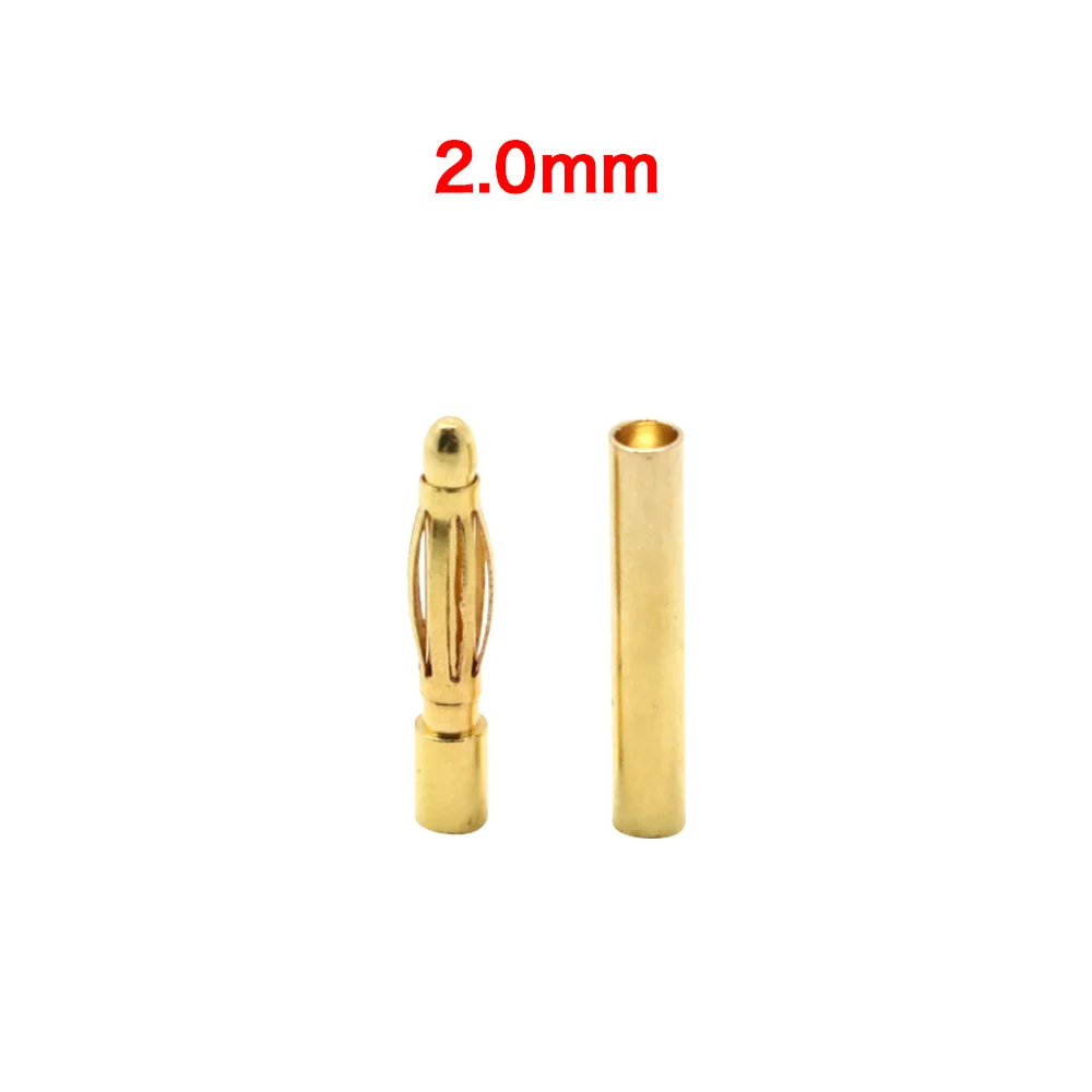 20pcs/lot 2.0mm 3.0mm 3.5mm 4.0mm 5.5mm 6.0mm 8.0MM Gold Bullet Banana Connector plug for ESC ...