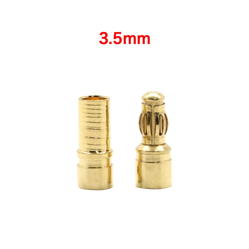 20pcs/lot 2.0mm 3.0mm 3.5mm 4.0mm 5.5mm 6.0mm 8.0MM Gold Bullet Banana Connector plug for ESC ...