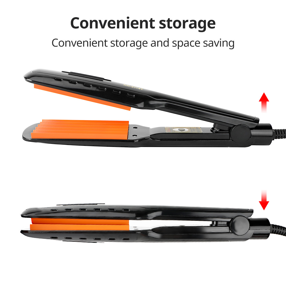 Kemei Professional Hair Crimper Wave Corn Iron Hot Curling Corrugated ...