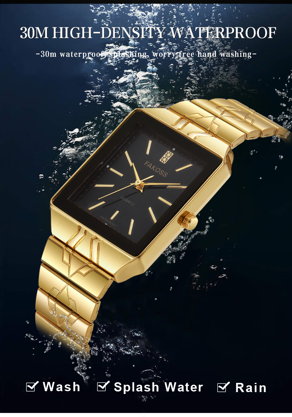 WWOOR Official New Men's Fashion Business Square Watch Trendy Engraved ...