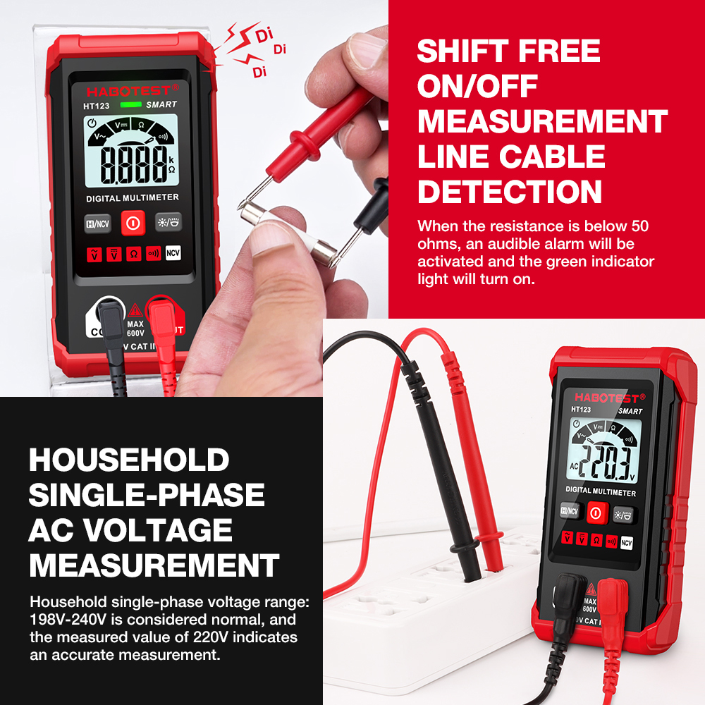HABOTEST HT92 HT123 Digital Multimeter 600V AC/DC 4000 Counts Smart ...