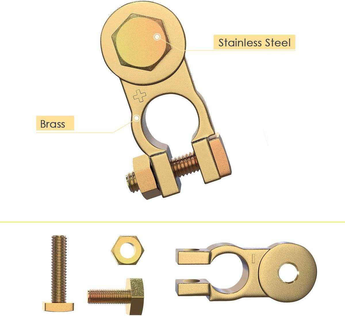 Battery Terminal Connectors Brass Copper Car Battery Terminal Ends Top ...