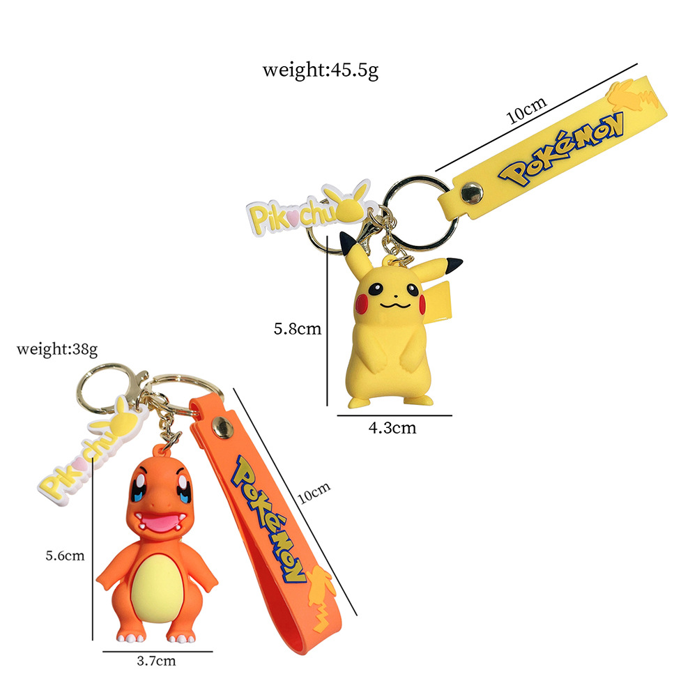Pokemon Pikachu Charmander Gengar Squirtle Keychain Anime Cute ...