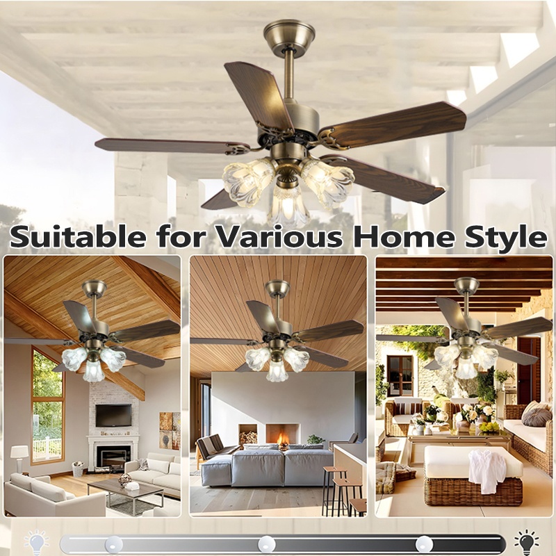Wooden Ceiling Fan With Light 6 Speed Remote Control Ceiling Fan Light ...