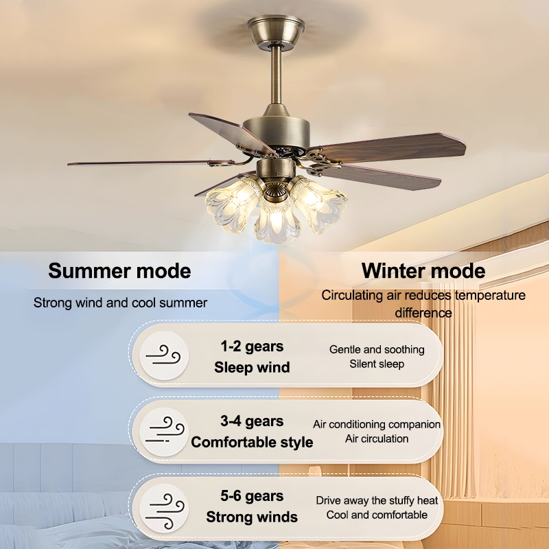Wooden Ceiling Fan With Light 6 Speed Remote Control Ceiling Fan Light ...