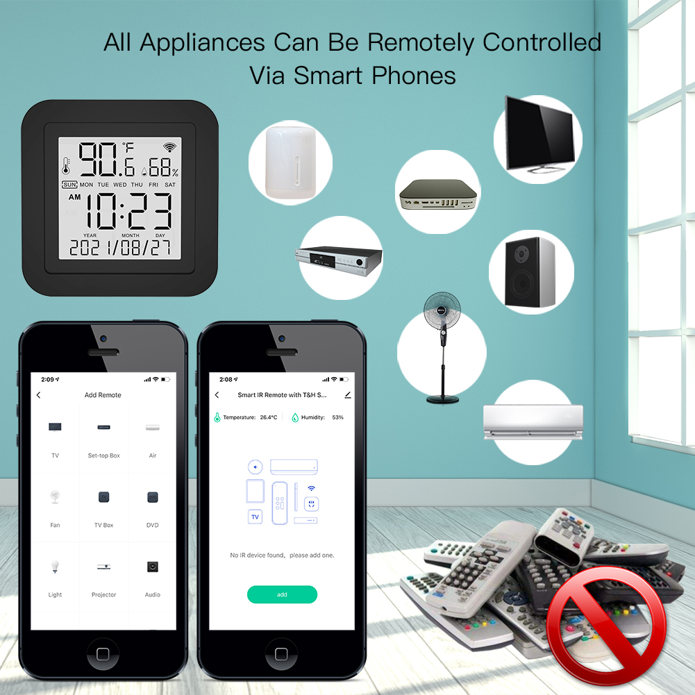 WiFi Tuya Smart IR Remote Control Temperature and Humidity Sensor for ...