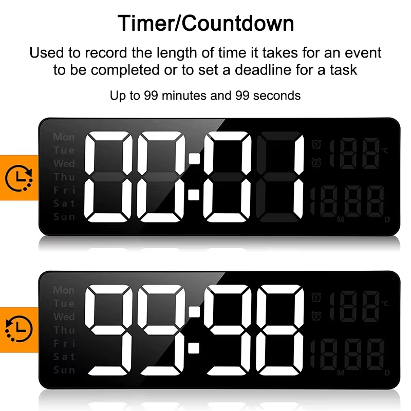 SC 16'' Digital Wall Clock Large Display LED Digital Clock with ...