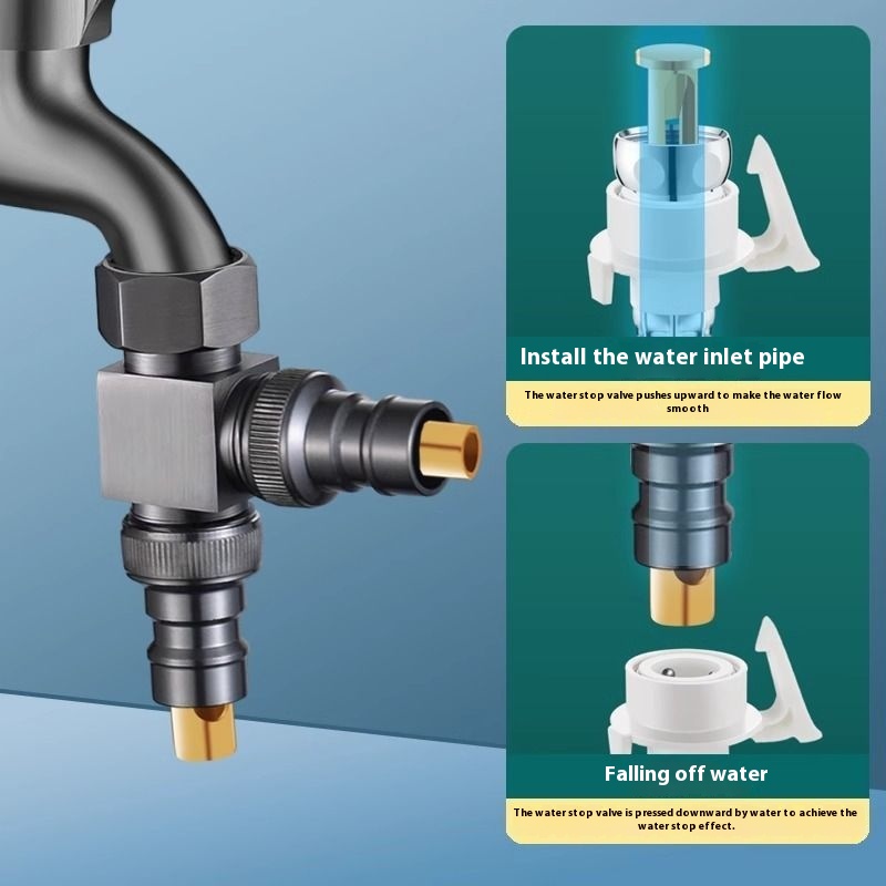 [Ready Stock] Gray Water Divider Angle Valve External Three-way Faucet ...