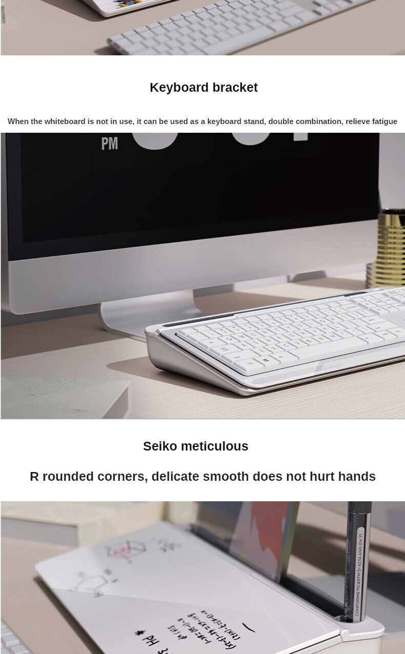 New||Desktop Keyboard Mini Whiteboard Tempered Glass office Erasable ...