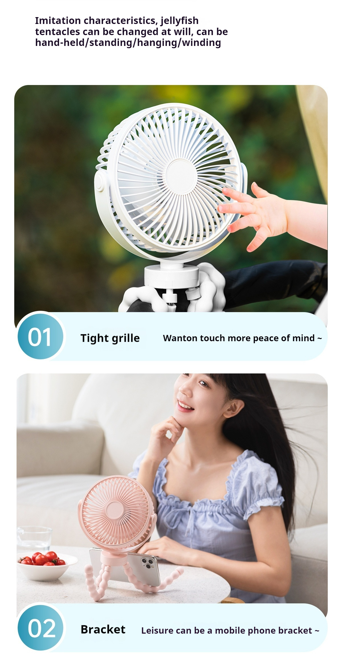 30000mAh Baby Fan Clip Fan Mute Strong Wind Portable USB Fan Stroller ...