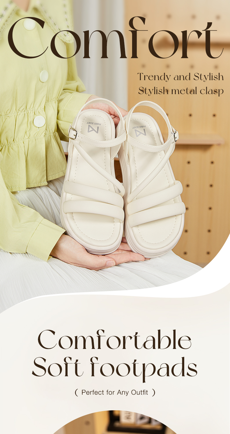 Paris Zoey Women's sandals Casual sandals with thick soles Adjustable ...