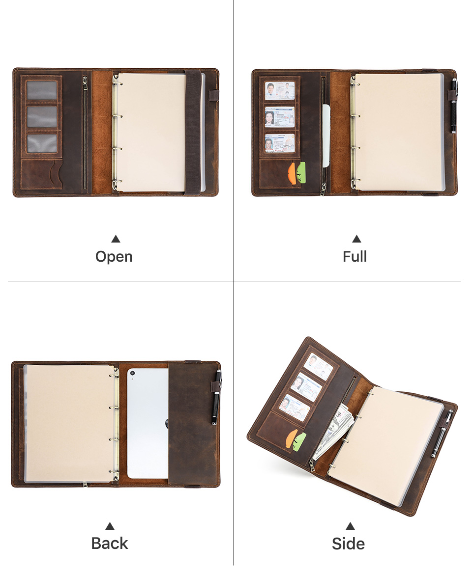 CONTACTS FAMILY Vintage A4 Notebook Leather Cover Rubber Band Fastening ...