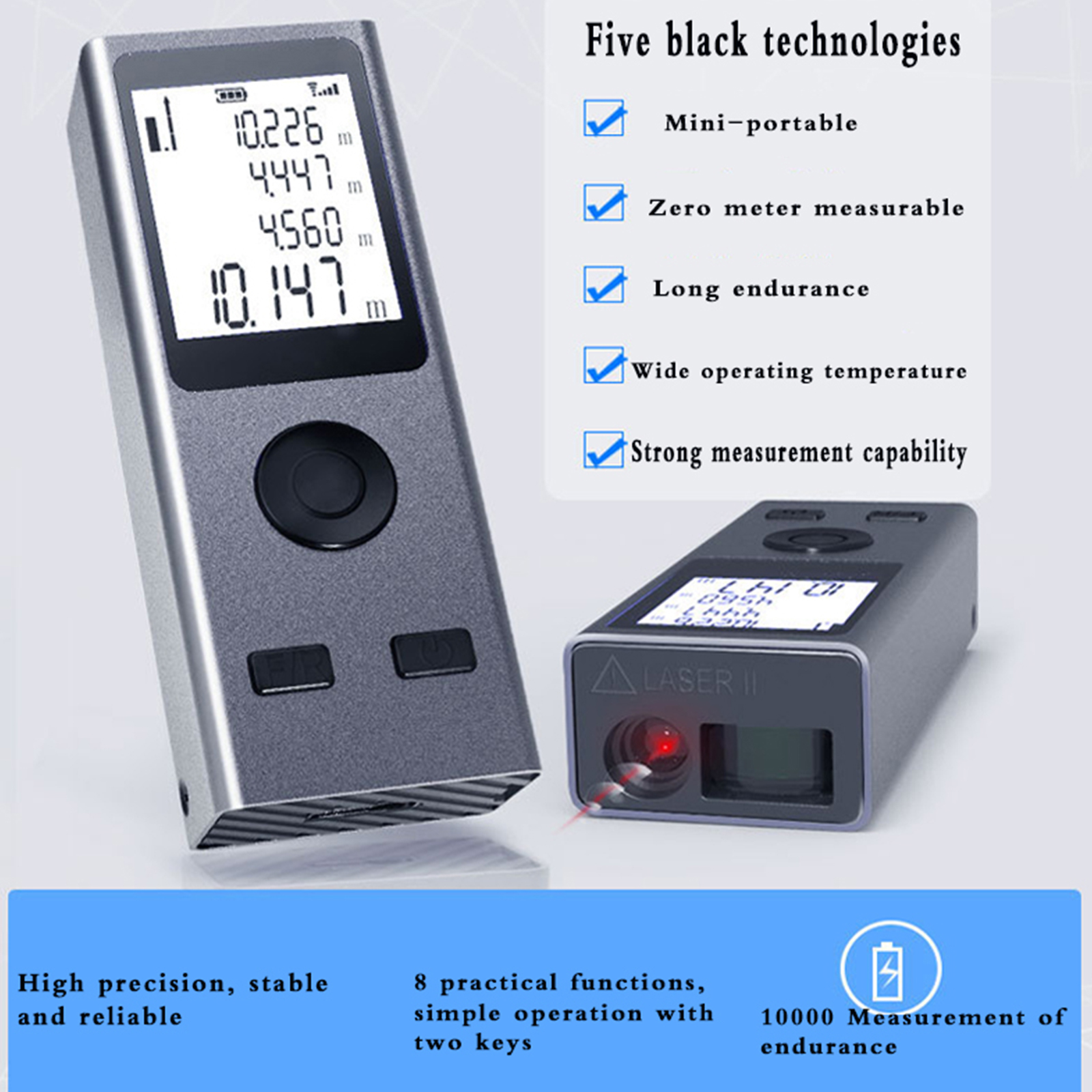 Mini Laser Distance Measure Rangefinder Digital Tape Measure Laser ...