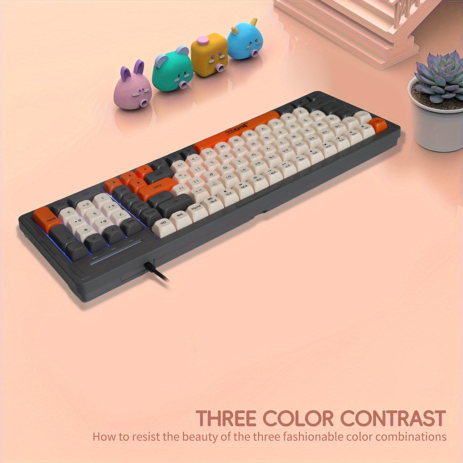 Wired Usb Office Keyboard, Color Mechanical Keyboard With Adjustable ...