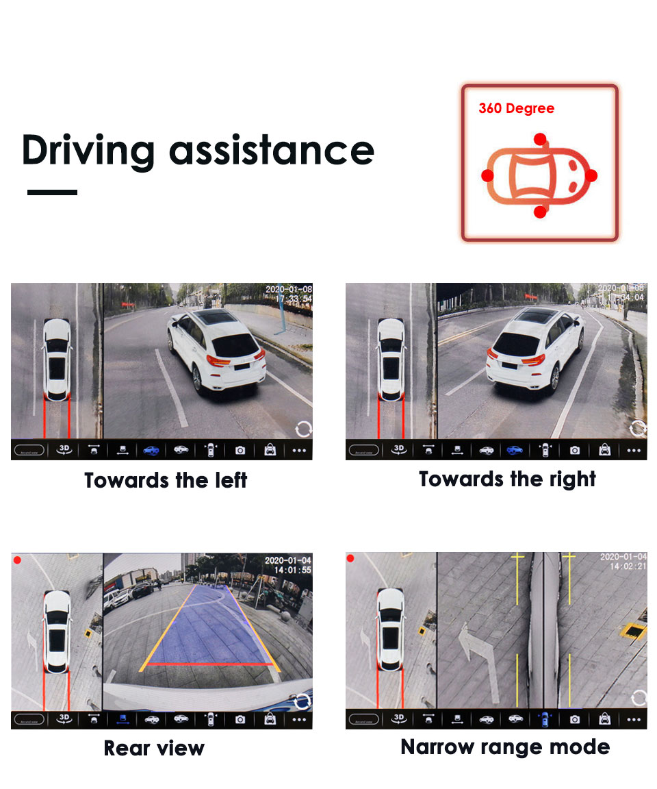 HD 360 Degree Car Camera 1080P 8K 3D AHD Surround View Right+Left+Front ...