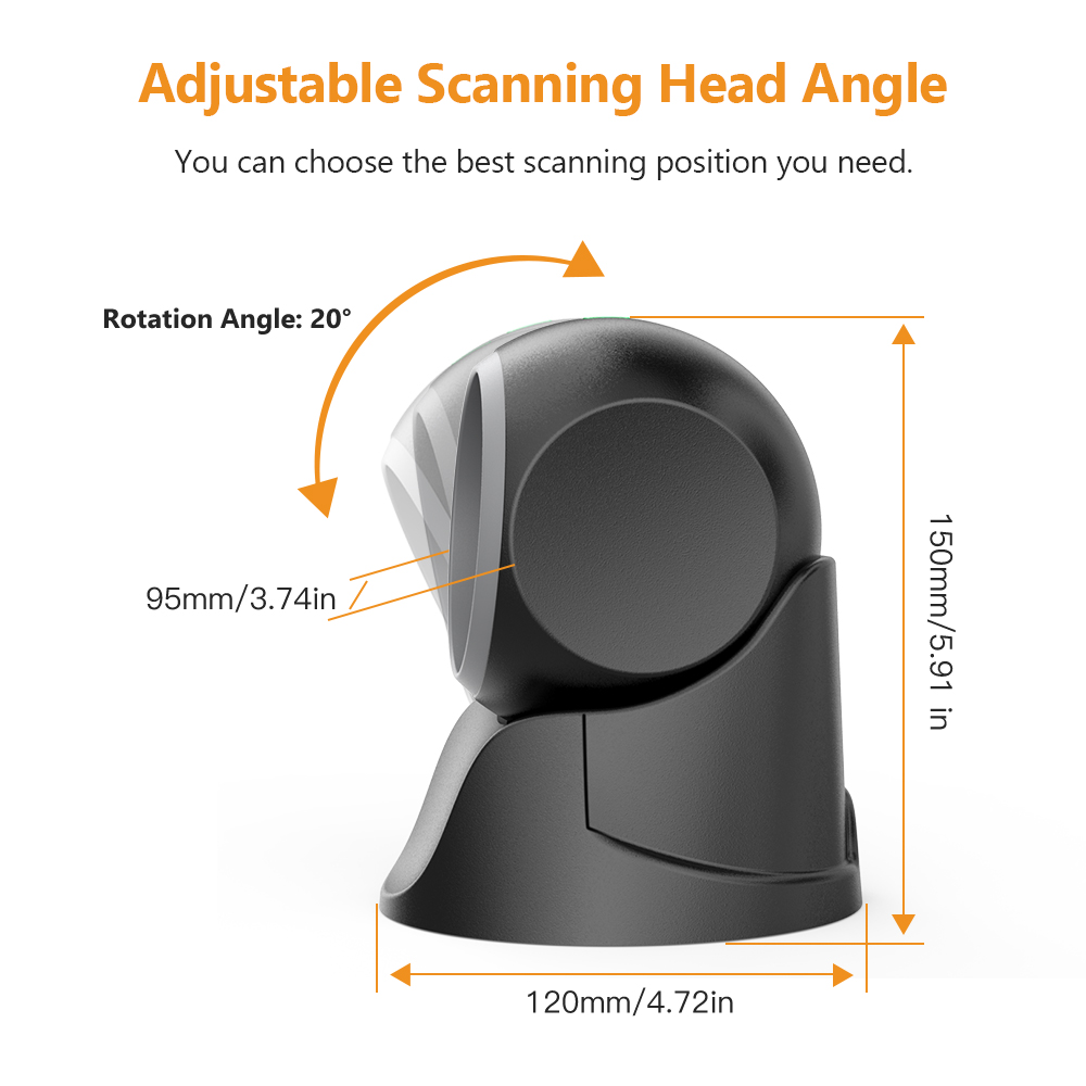Omnidirectional Hands-Free 1D 2D Desktop Barcode Scanner with Automatic ...
