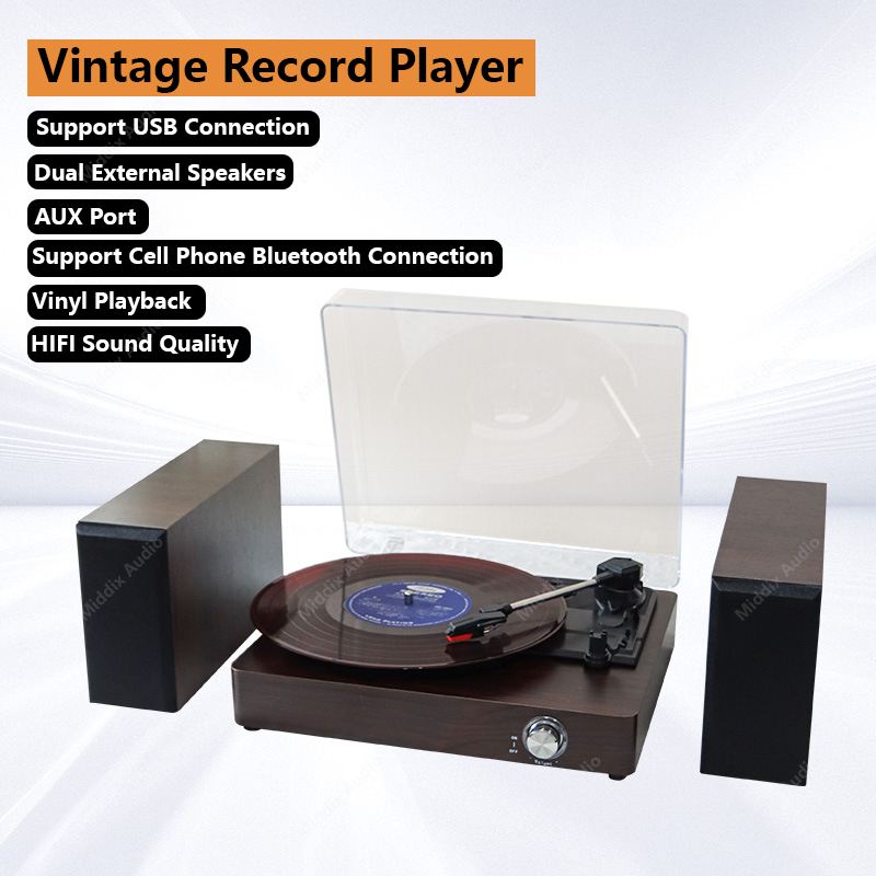 Middix Vintage Record Player With Dual Stereo External Speakers HI-FI ...
