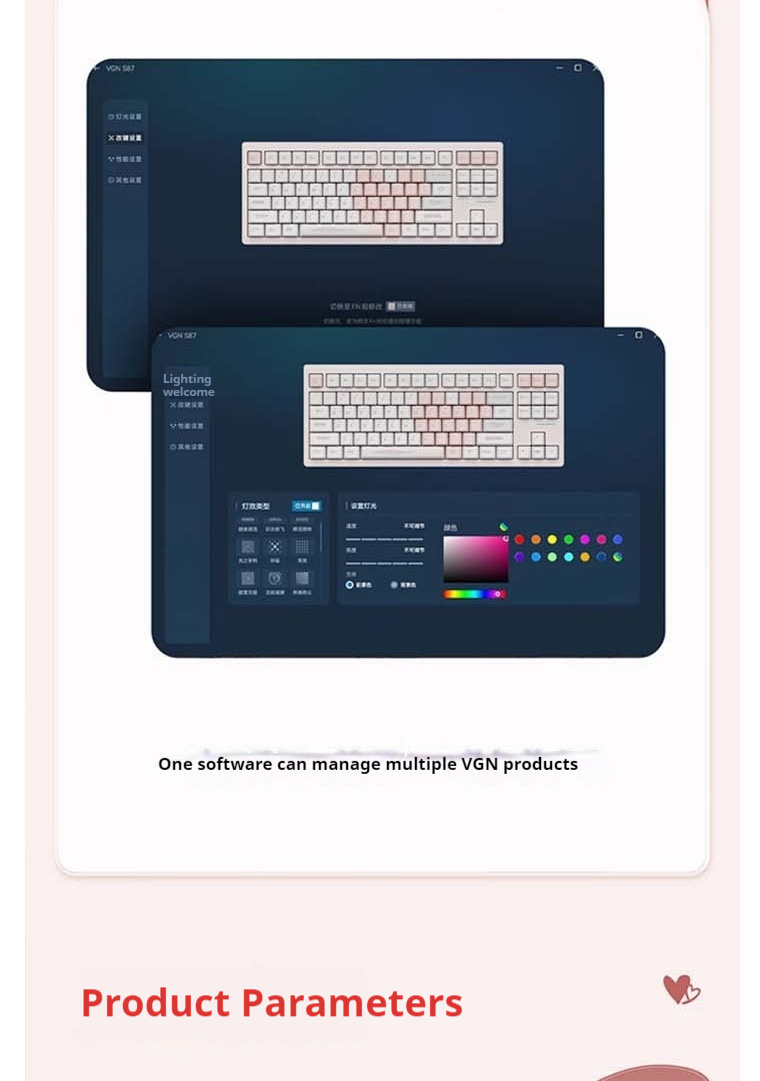 VGN S87 3-mode Wired/Wireless/Bluetooth customized mechanical keyboard ...