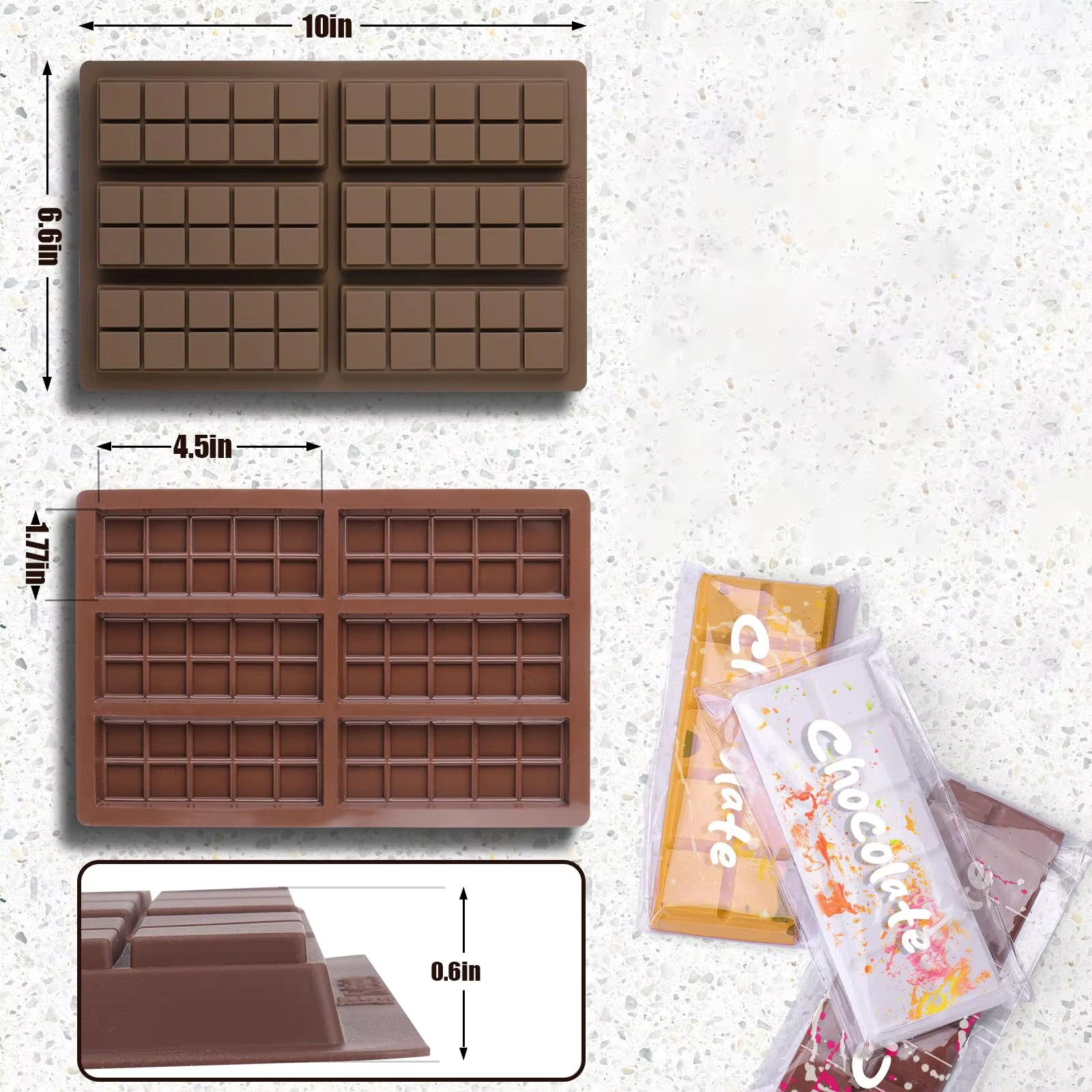 (Local Shipment) 10/30/60Grids Silicone Thickened Dubai Chocolate Bar ...