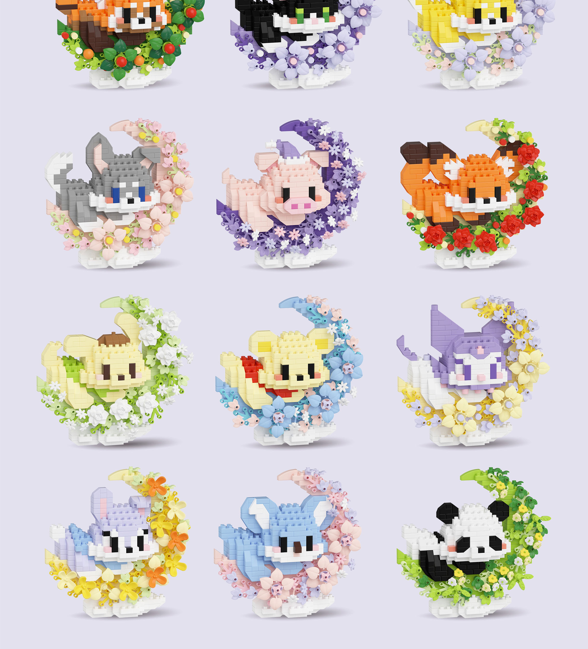 building blocks Flower and Moon small animals Series blocks assembling ...