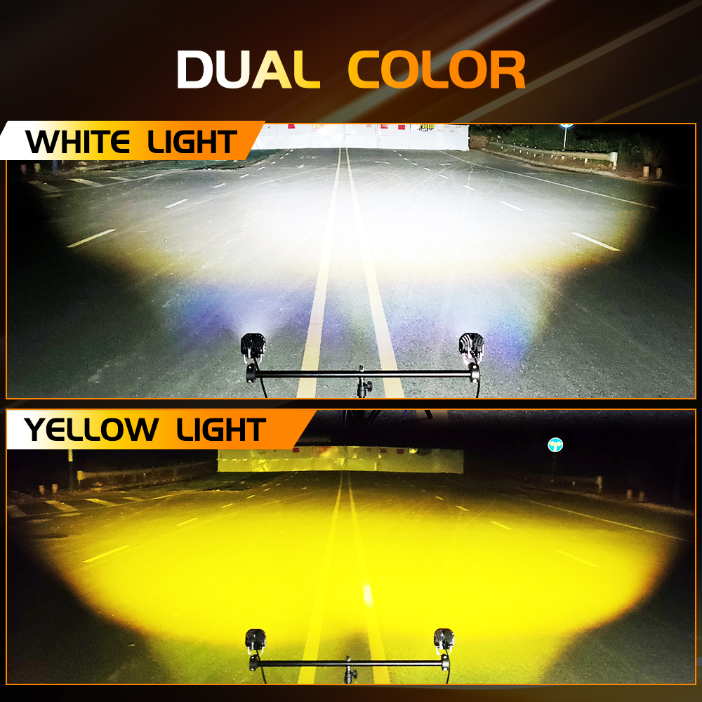 2inch 3inch Square LED Sportlight for Motorcycle Dual Color with ...
