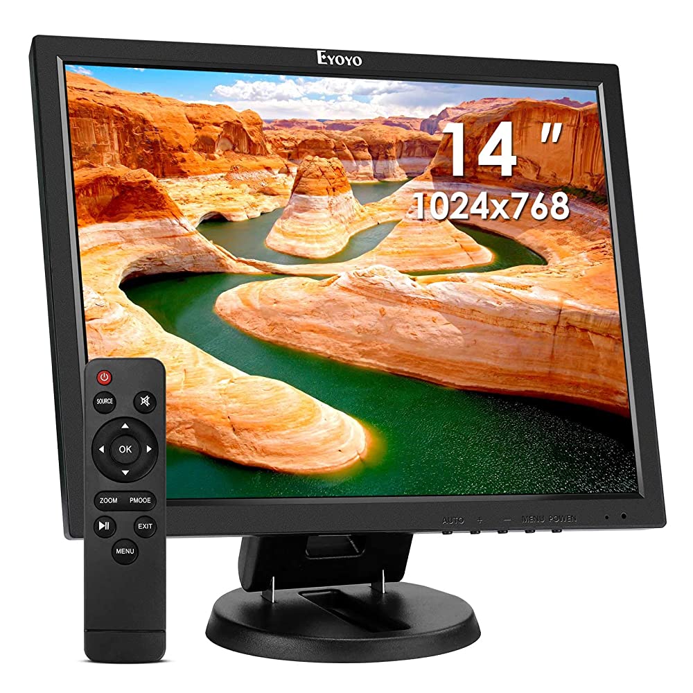 EYOYO 14 Inch 4:3 TFT Gaming Monitor 1024x768 BNC/HDMI/VGA/AV Input ...